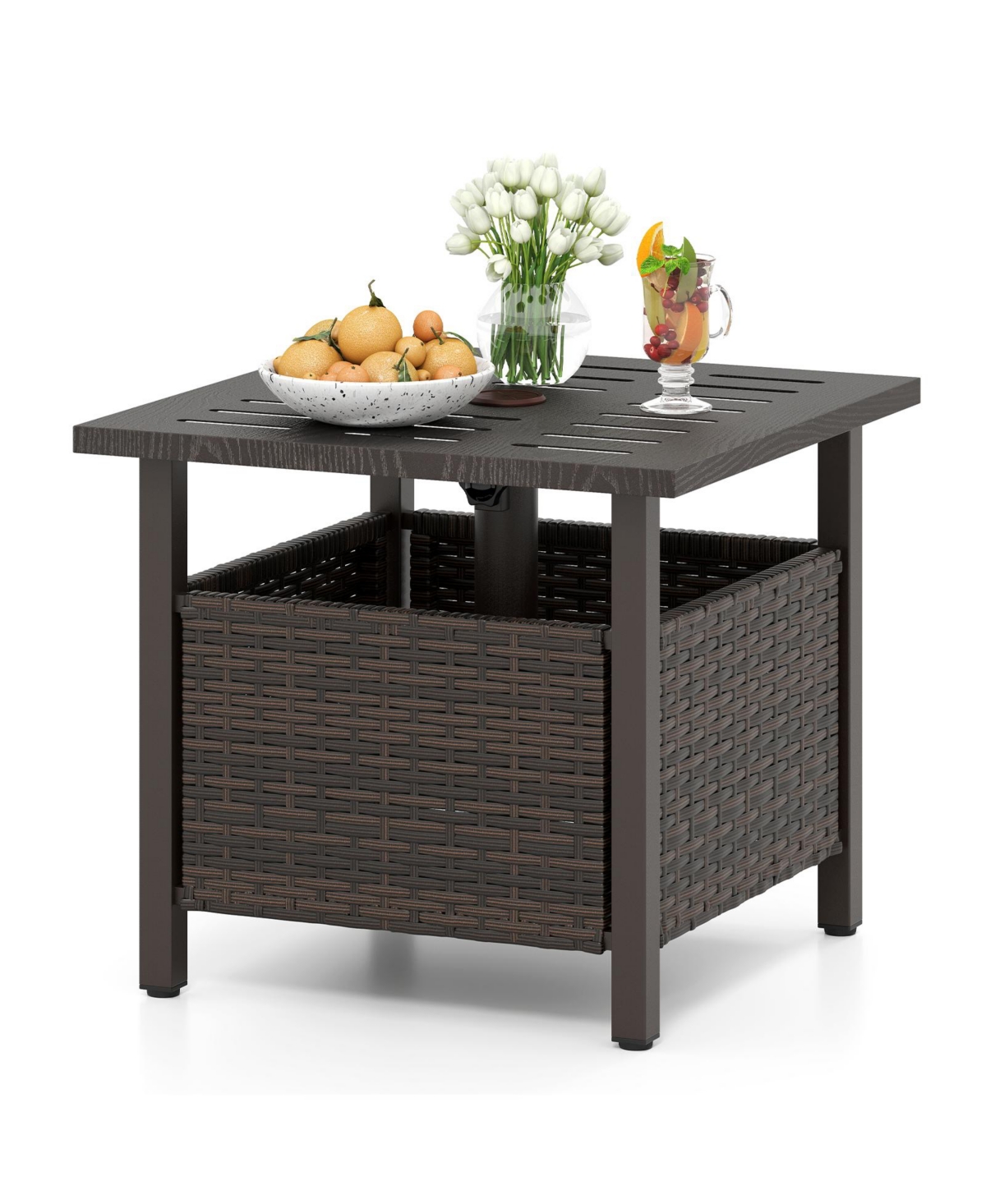 Click here for Gouun Pe Wicker Patio Side Table with 1.93 in Umbr... prices