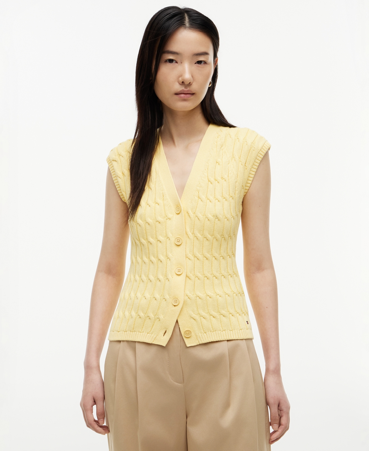 Click here for Tommy Hilfiger Womens Cable Knit Cotton Vest Cardi... prices