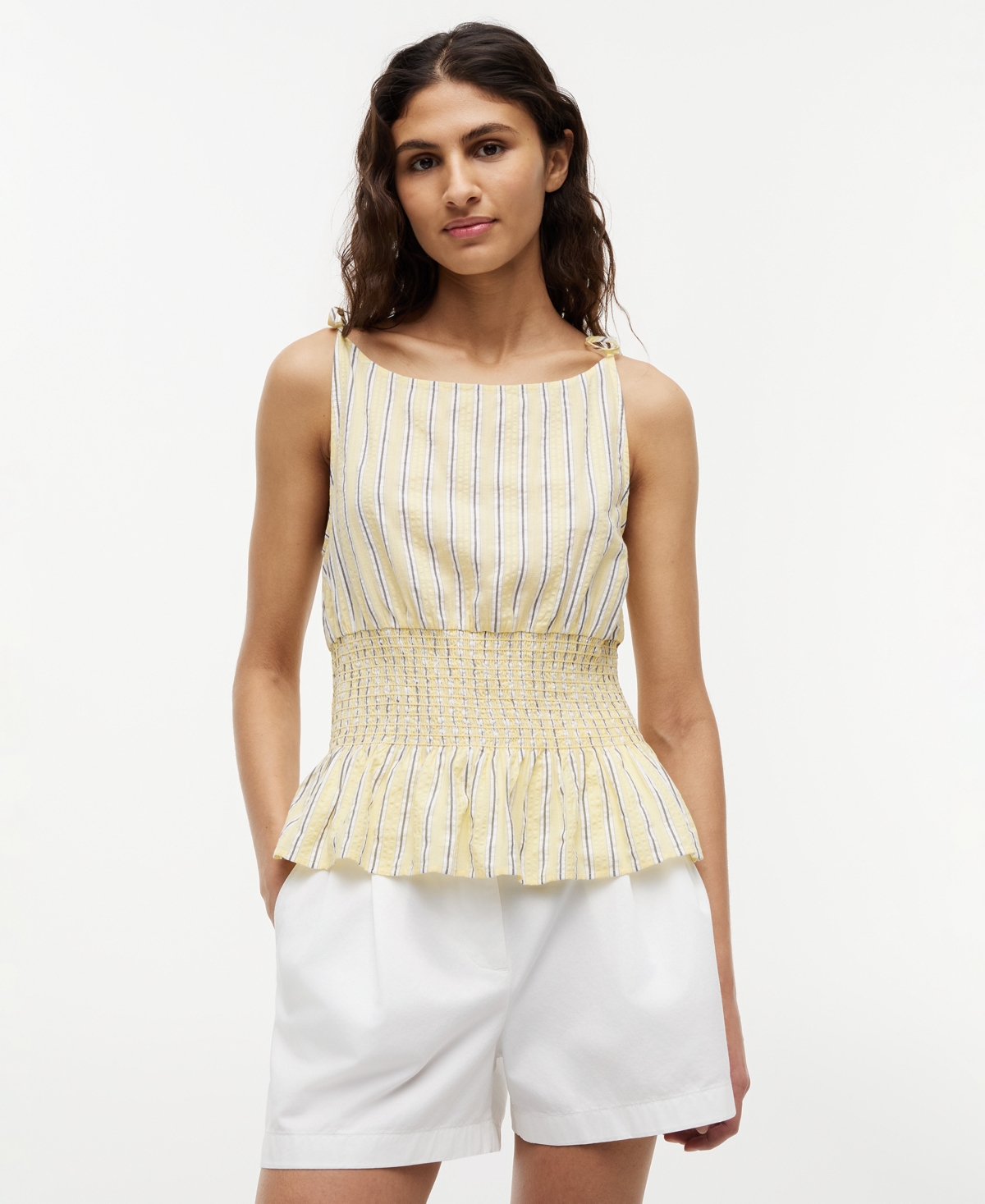 Click here for Tommy Hilfiger Womens Smocked Shoulder-Tie Top - L... prices