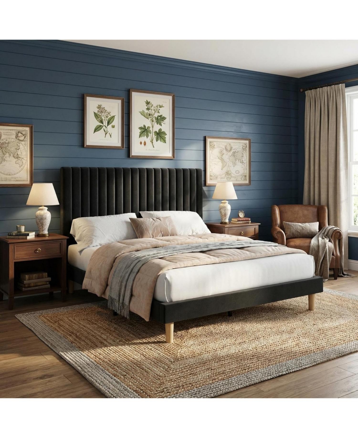 Click here for gaomon Upholstered Bed Frame with Vertical Channel... prices