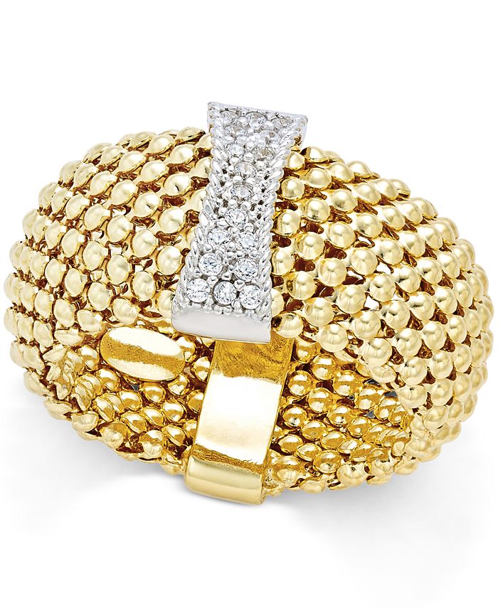 Macy's Diamond Mesh Ring (1/6 ct. t.w.) in 14k Gold-Plated Sterling ...