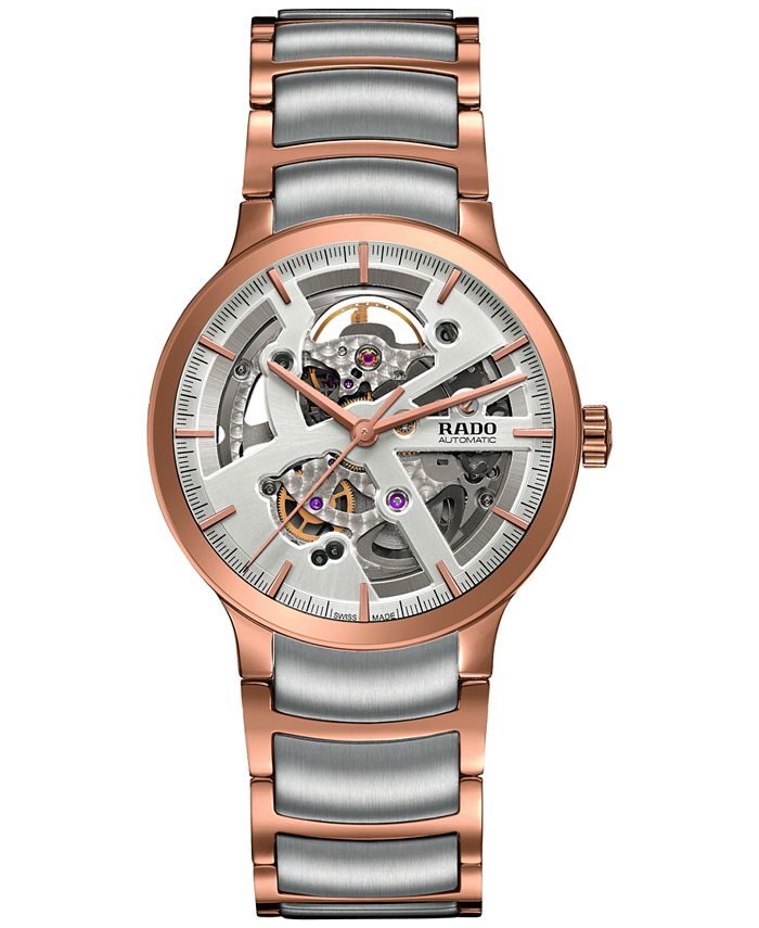 Rado Unisex Swiss Automatic Centrix Open Heart Two-Tone PVD Stainless Steel Bracelet Watch 38mm ...