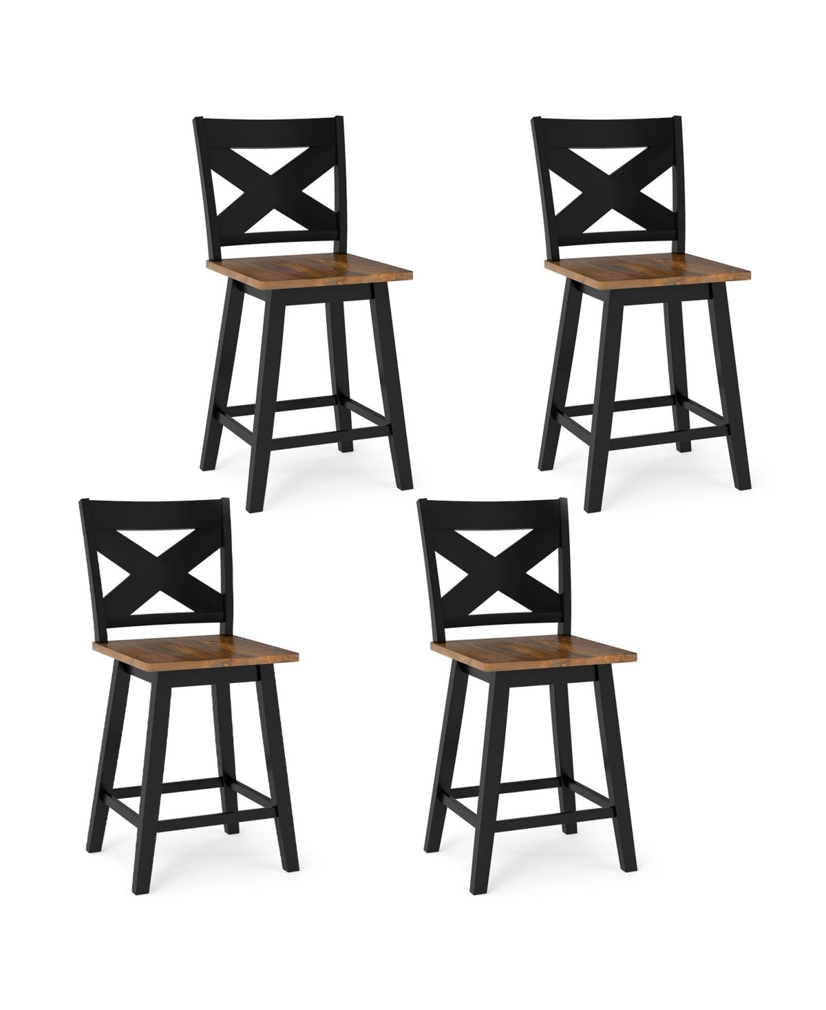Click here for Gymax 24 Swivel Barstools Set of 4 w/Backrest Larg... prices