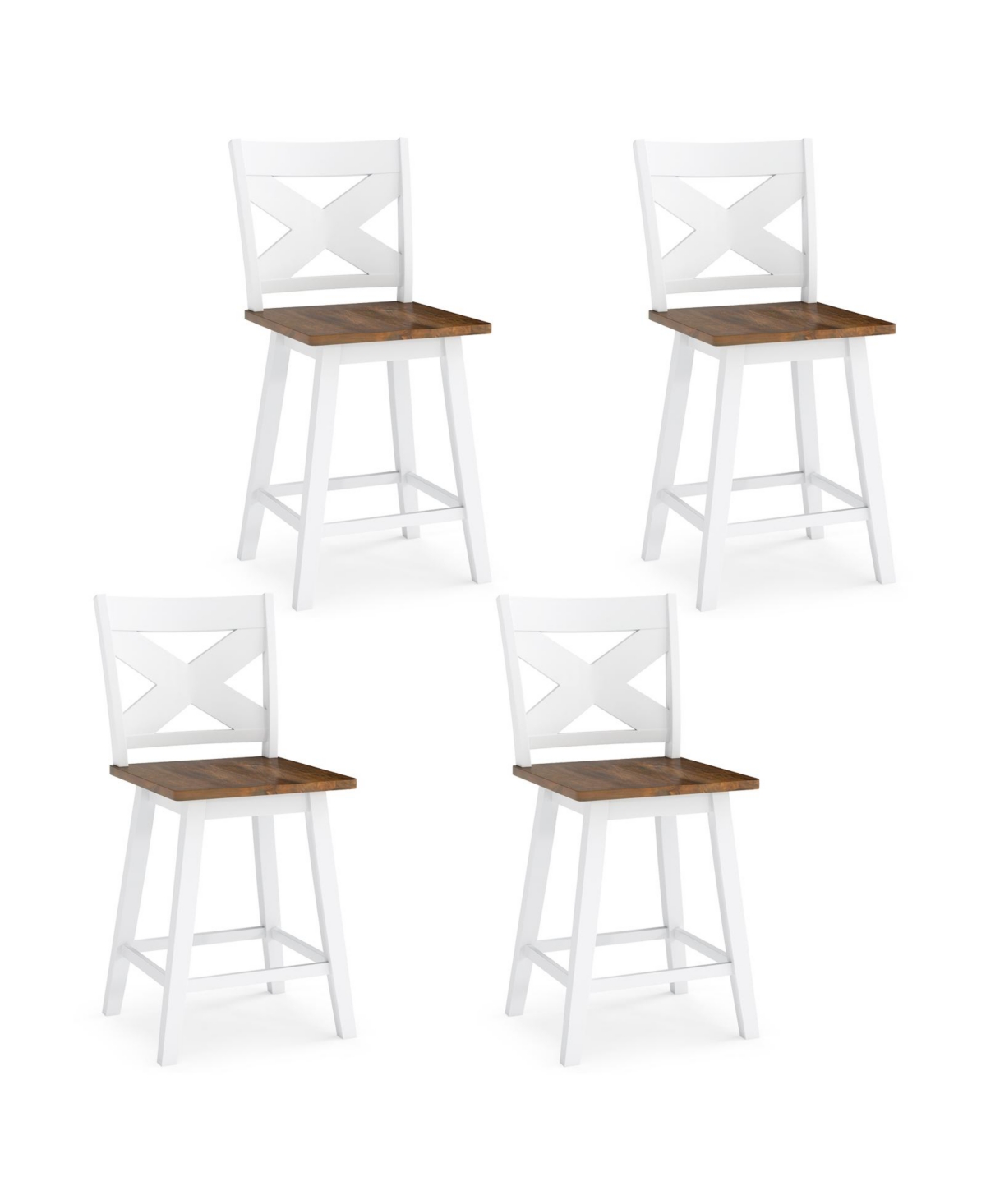 Click here for Gymax 24 Swivel Barstools Set of 4 w/Backrest Larg... prices
