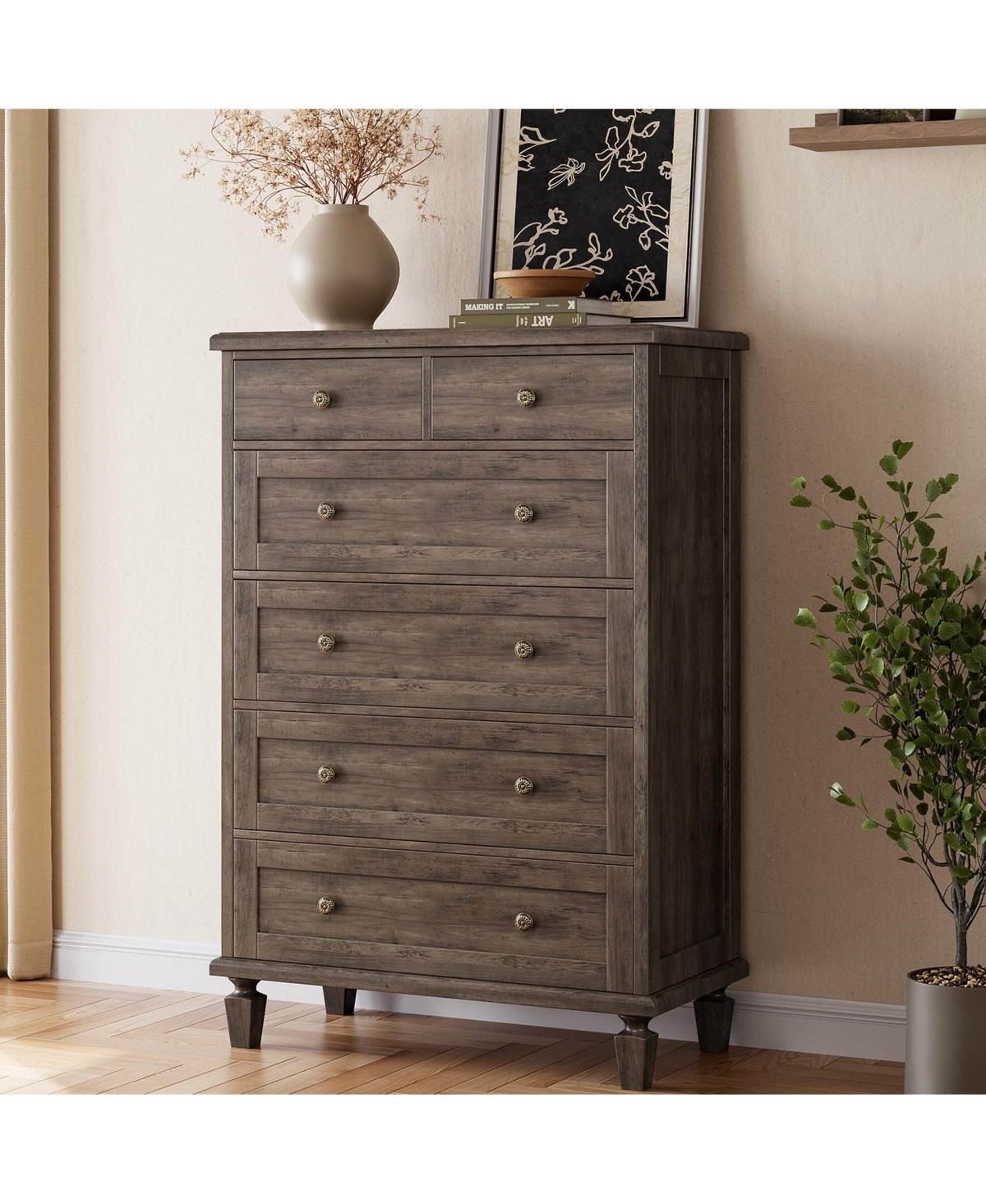 Click here for gaomon 47 Tall Vintage 6 Drawer Dresser with Carve... prices
