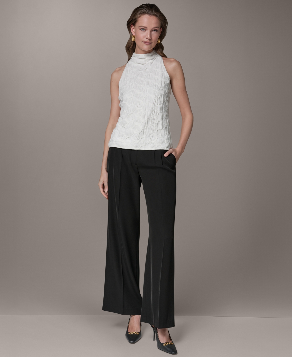 Click here for Donna Karan New York Womens Textured Mock Neck Top... prices