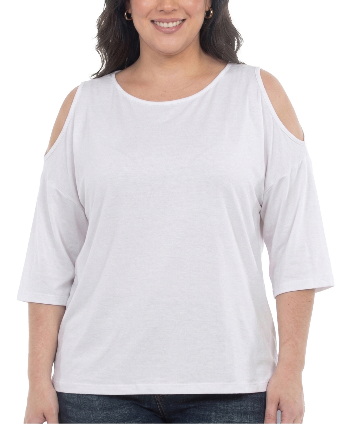 Click here for White Mark Plus Size Casual Cold Shoulder Pullover... prices