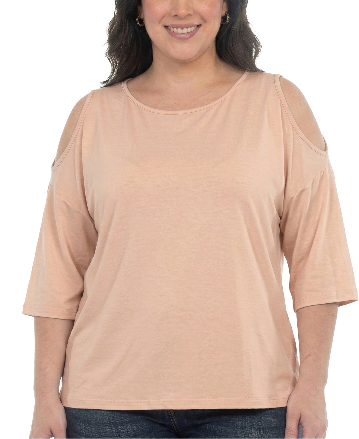 Click here for White Mark Plus Size Casual Cold Shoulder Pullover... prices