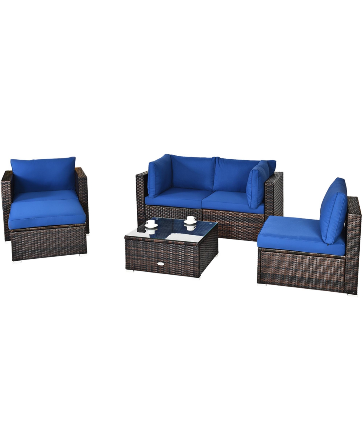Click here for Gymax 6PCS Patio Conversation Set Rattan Sectional... prices