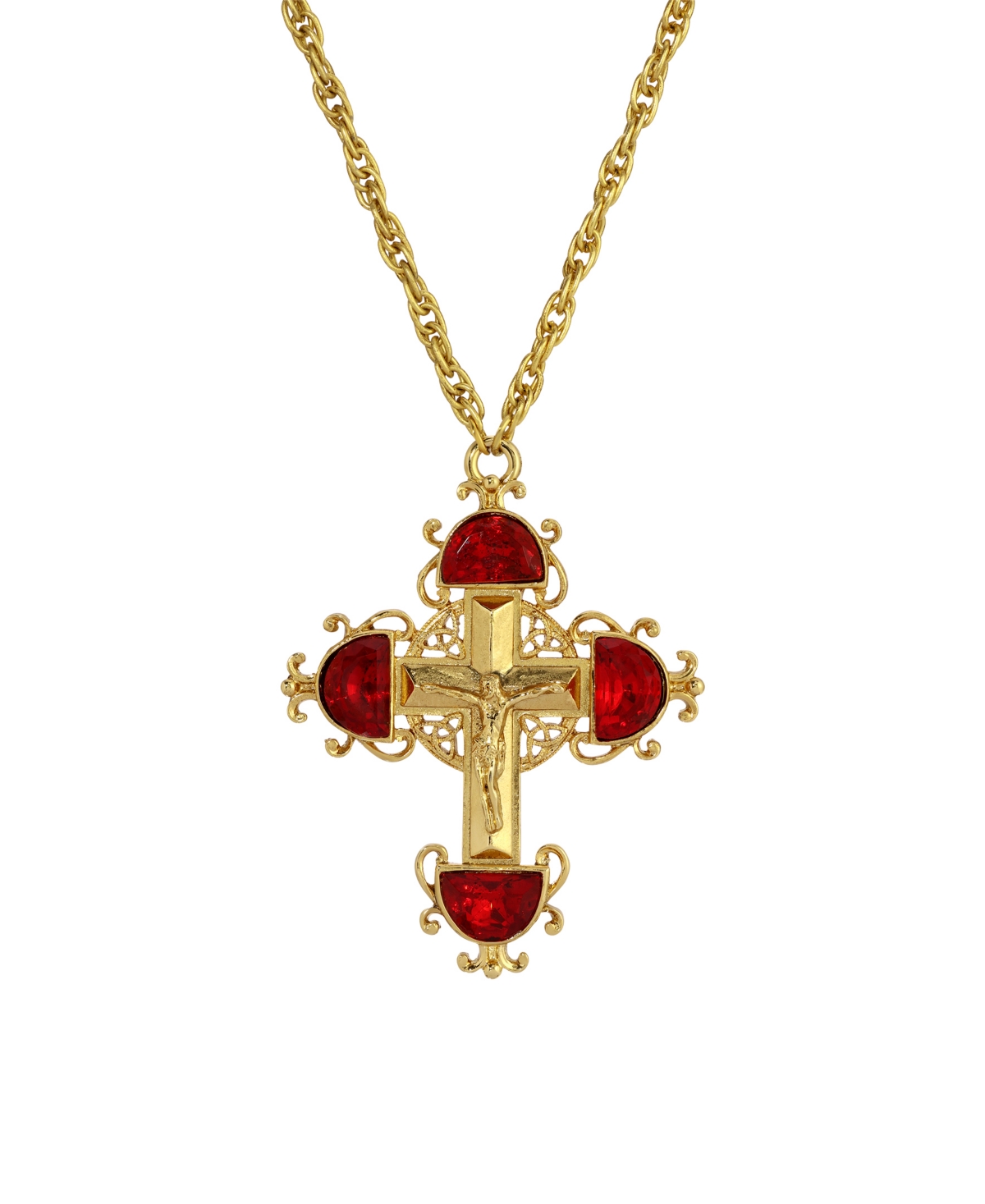 Click here for Symbols of Faith Gold-Tone Cross with Siam Red Cry... prices