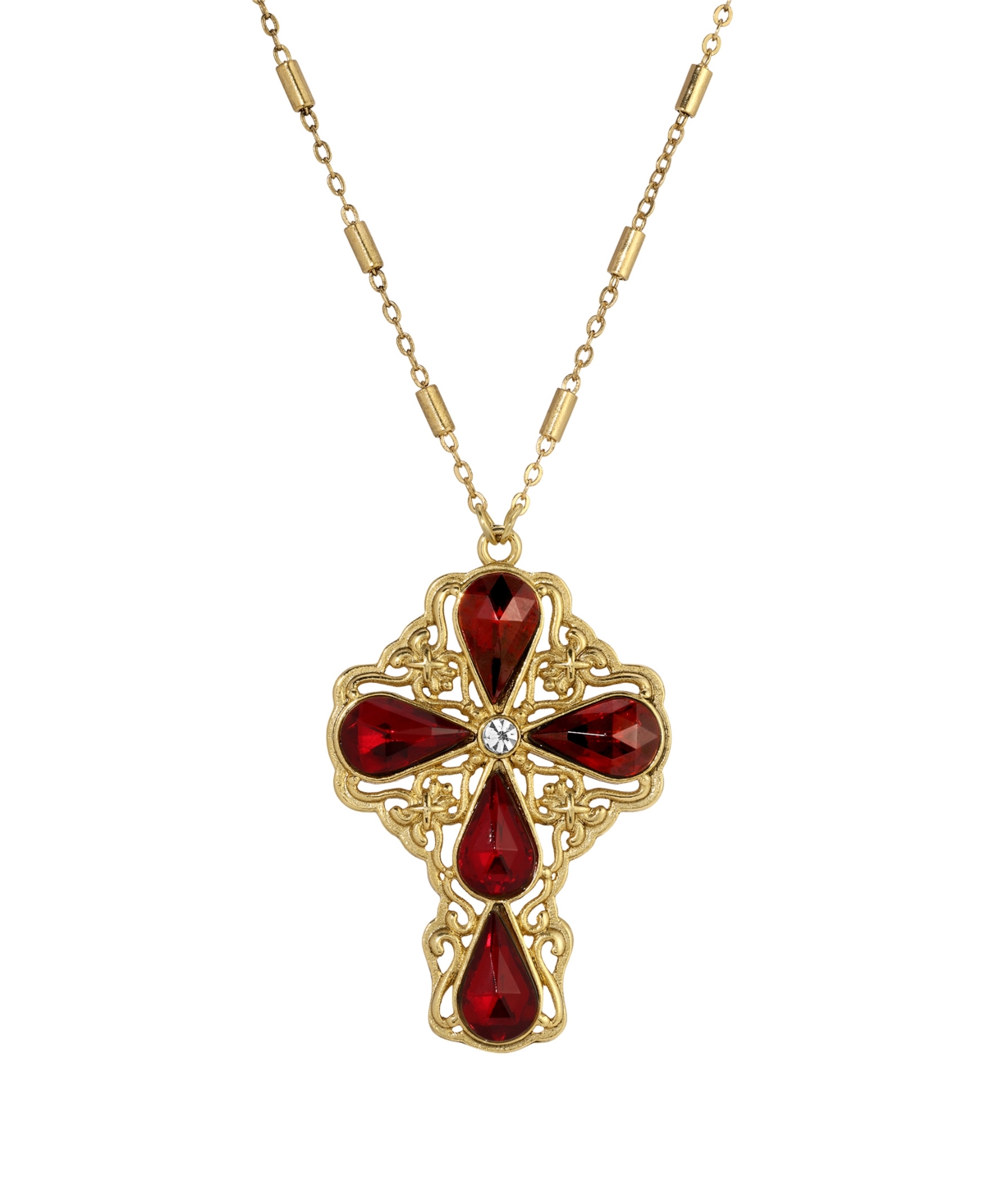 Click here for Symbols of Faith Gold-Tone Garnet Teardrop Crystal... prices