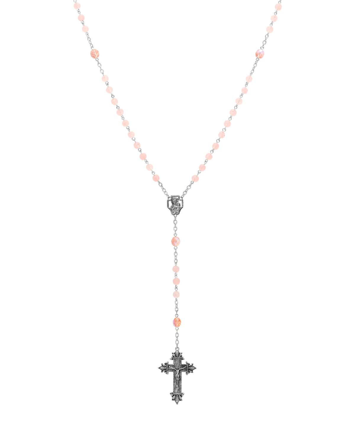 Click here for Symbols of Faith Silver-Tone Light Pink Beaded Cru... prices