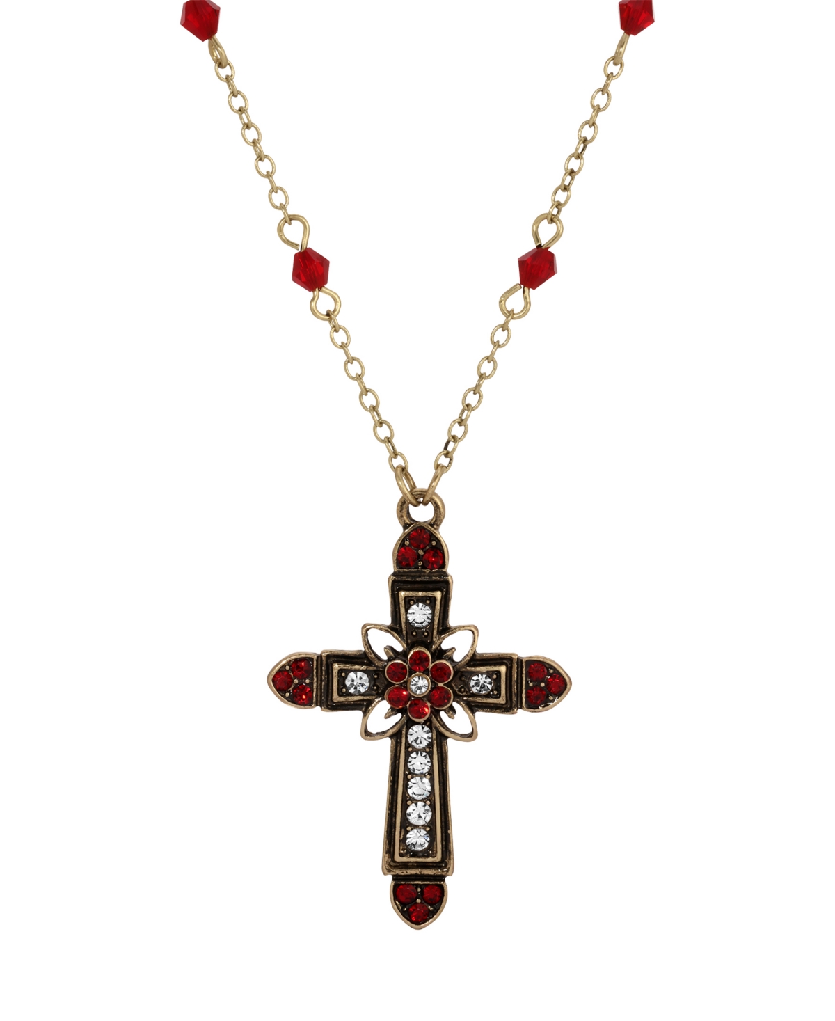 Click here for Symbols of Faith Gold-Tone Cross Center Flower Cle... prices
