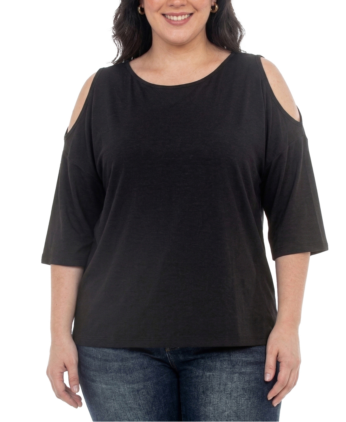 Click here for White Mark Plus Size Casual Cold Shoulder Pullover... prices
