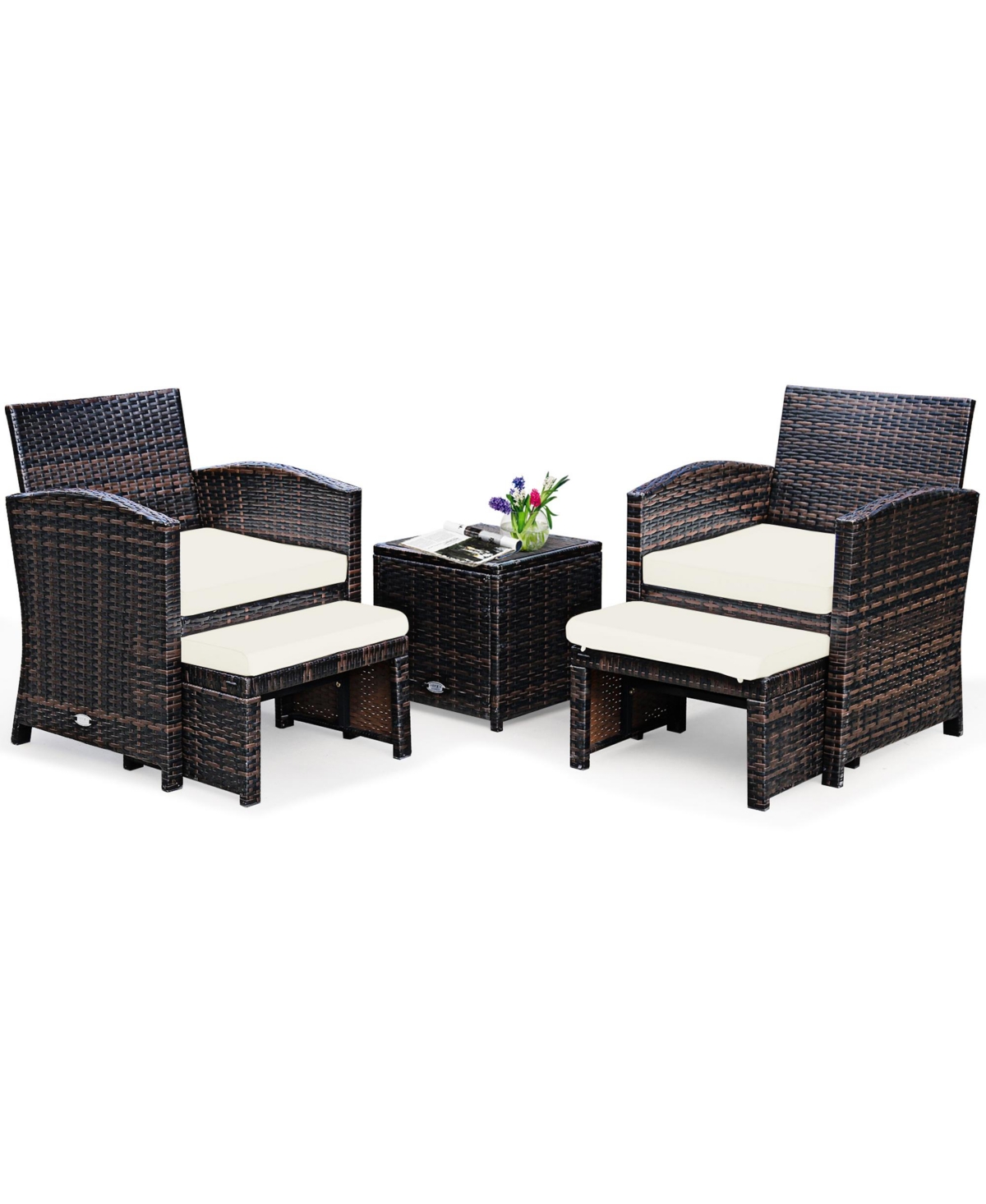 Click here for Gymax 5PCS Rattan Patio Furniture Set Chair & Otto... prices
