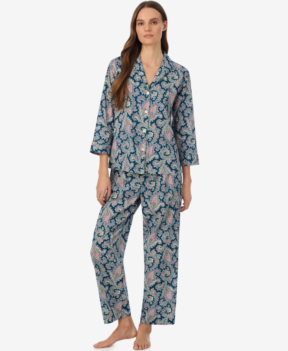 Click here for Lauren Ralph Lauren Petite Notch Collar Printed To... prices