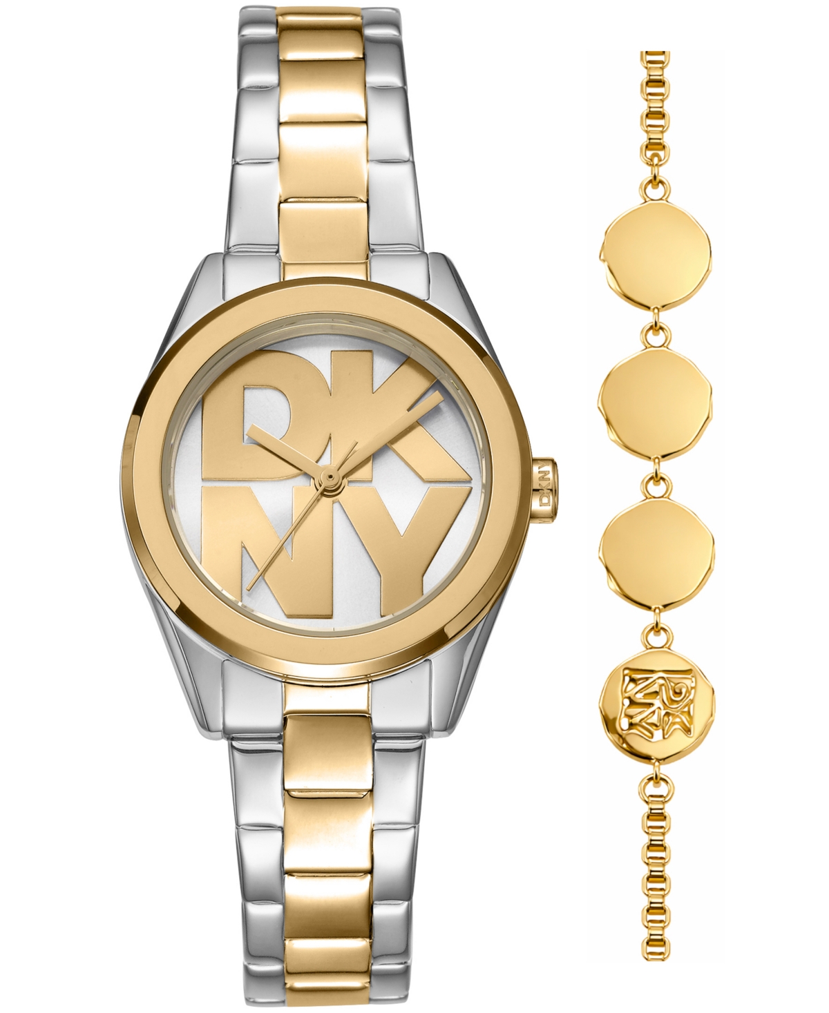 Click here for Dkny Womens Logo Quartz Two-Tone Stainless Steel B... prices