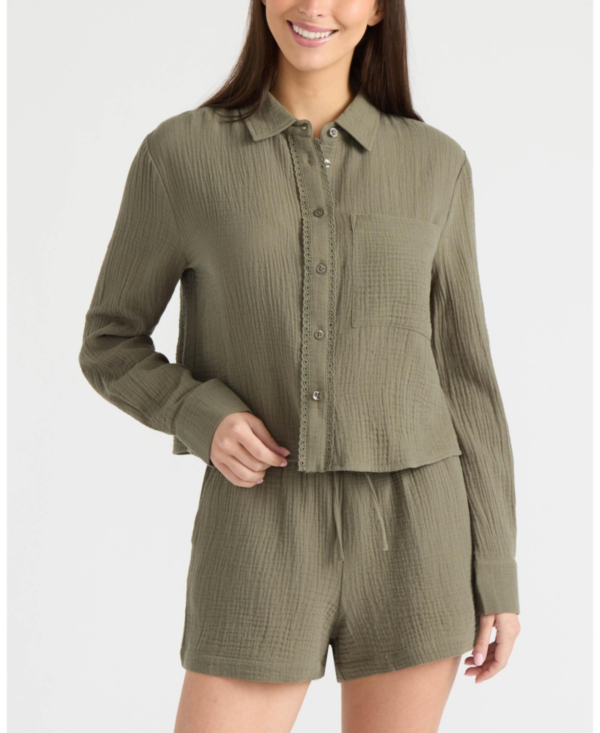 Click here for Ellen Tracy Womens Double Gauze Button Front Shirt... prices