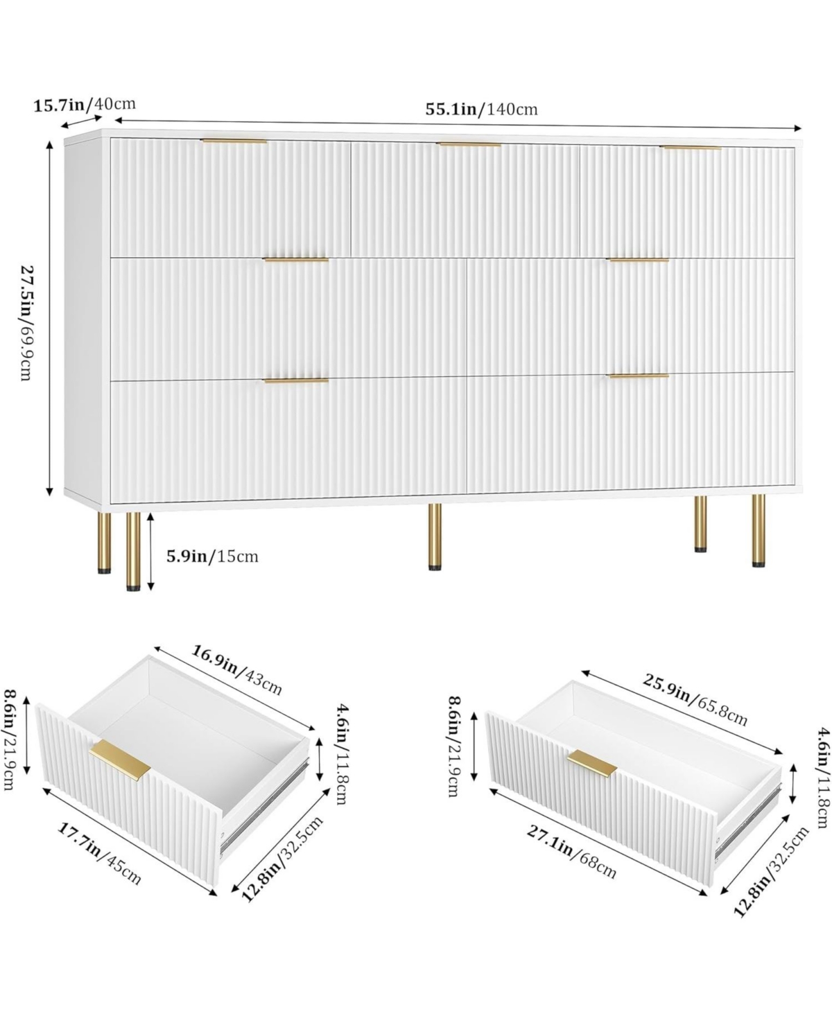 Click here for gaomon 55 Wide 7-Drawer Fluted Dresser  Modern Woo... prices