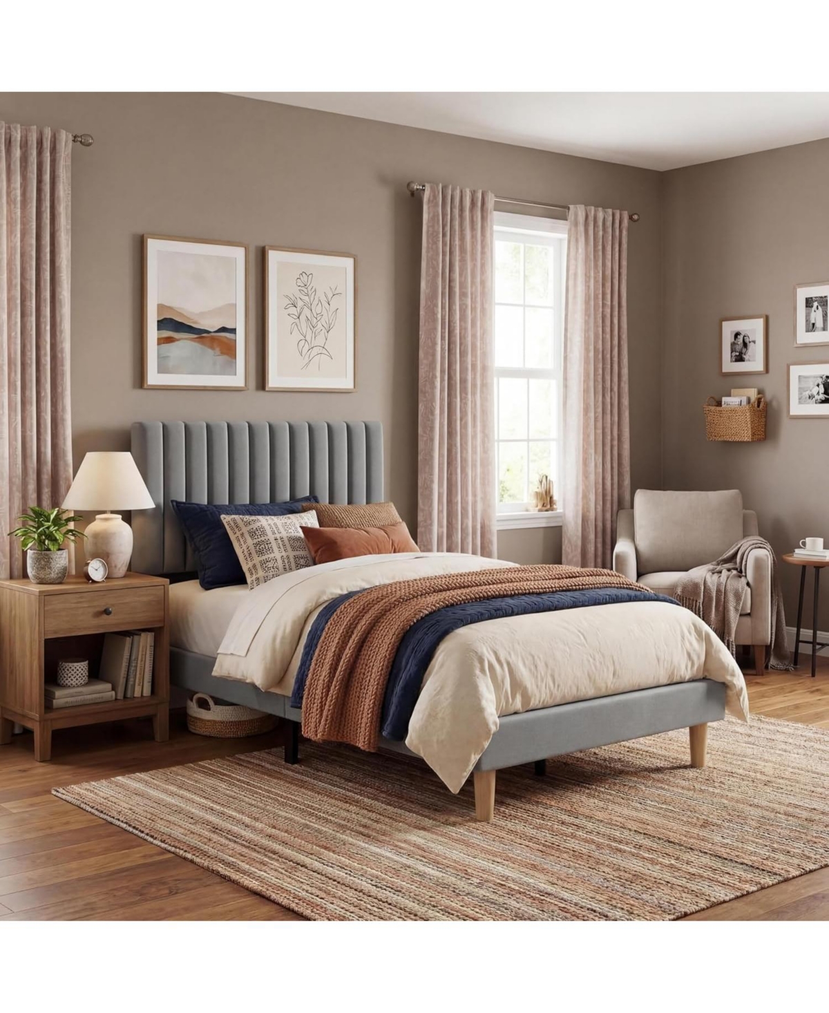 Click here for gaomon Twin Velvet Upholstered Bed Frame with Vert... prices