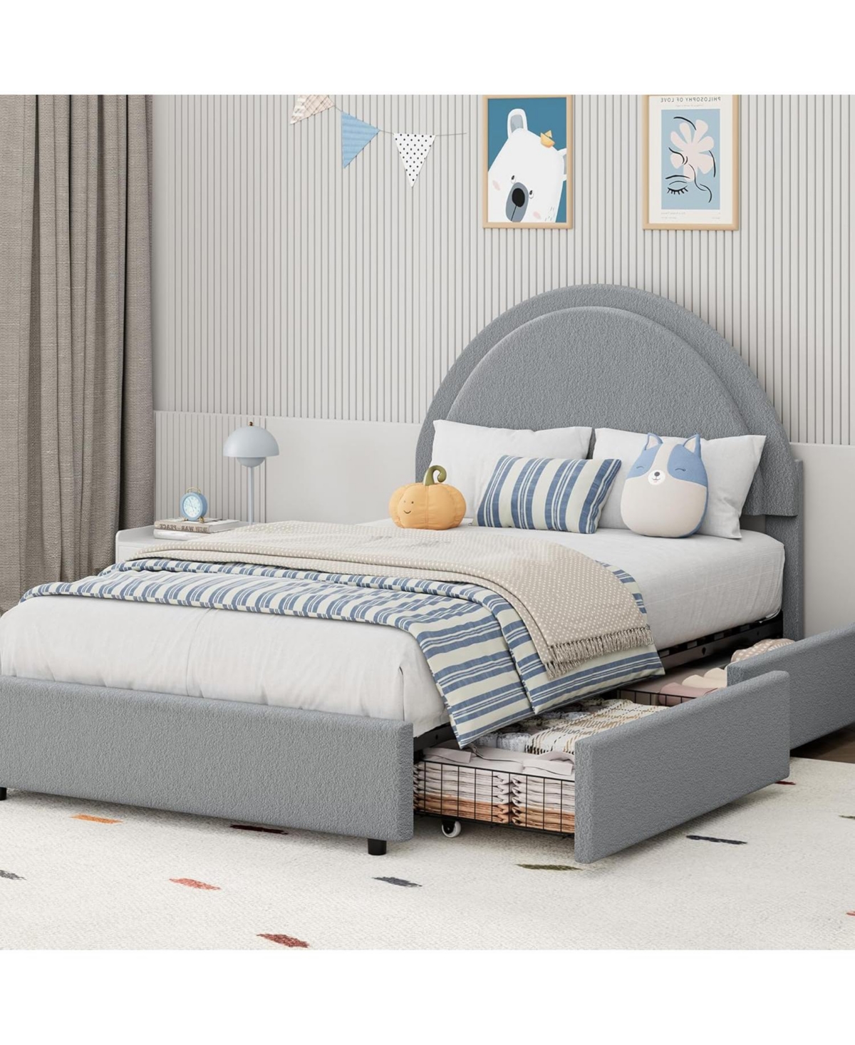 Click here for gaomon Twin Boucle Upholstered Bed with 2 Storage... prices