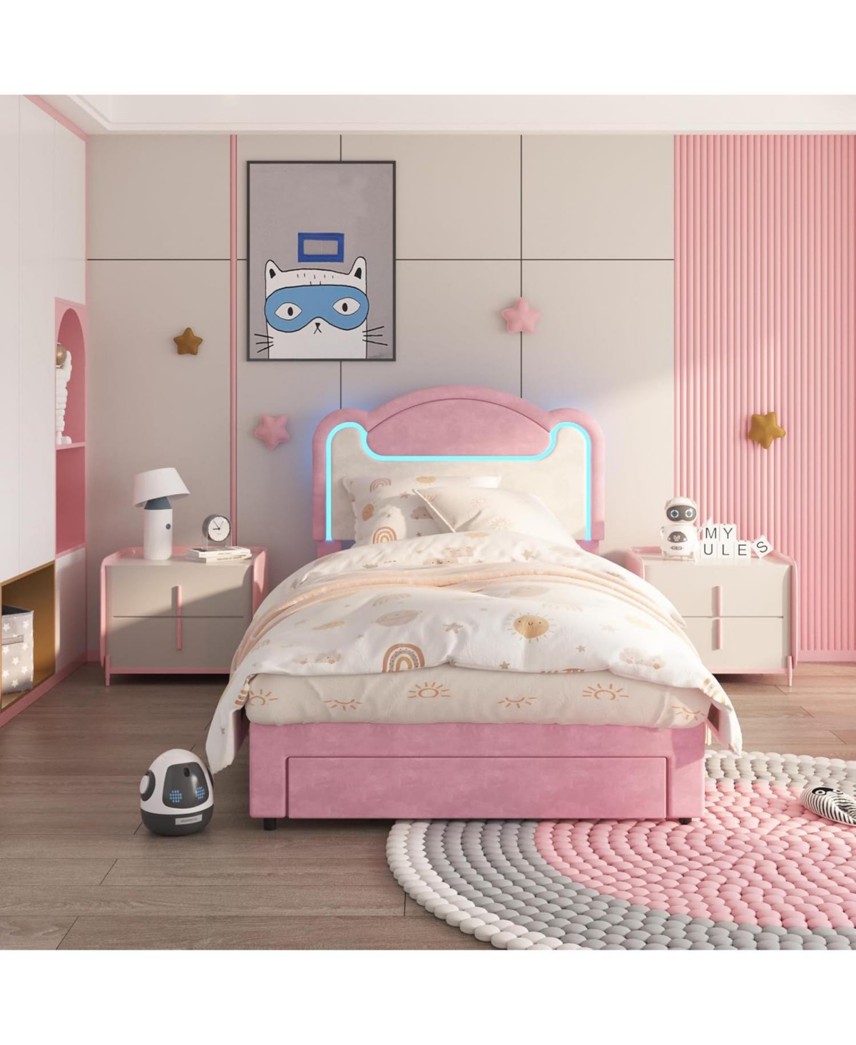 Click here for gaomon Twin Upholstered Bed with Integrated Led Li... prices