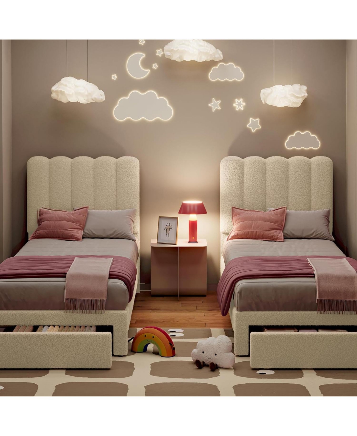 Click here for gaomon Set of 2 Twin Upholstered Beds for Girls  W... prices