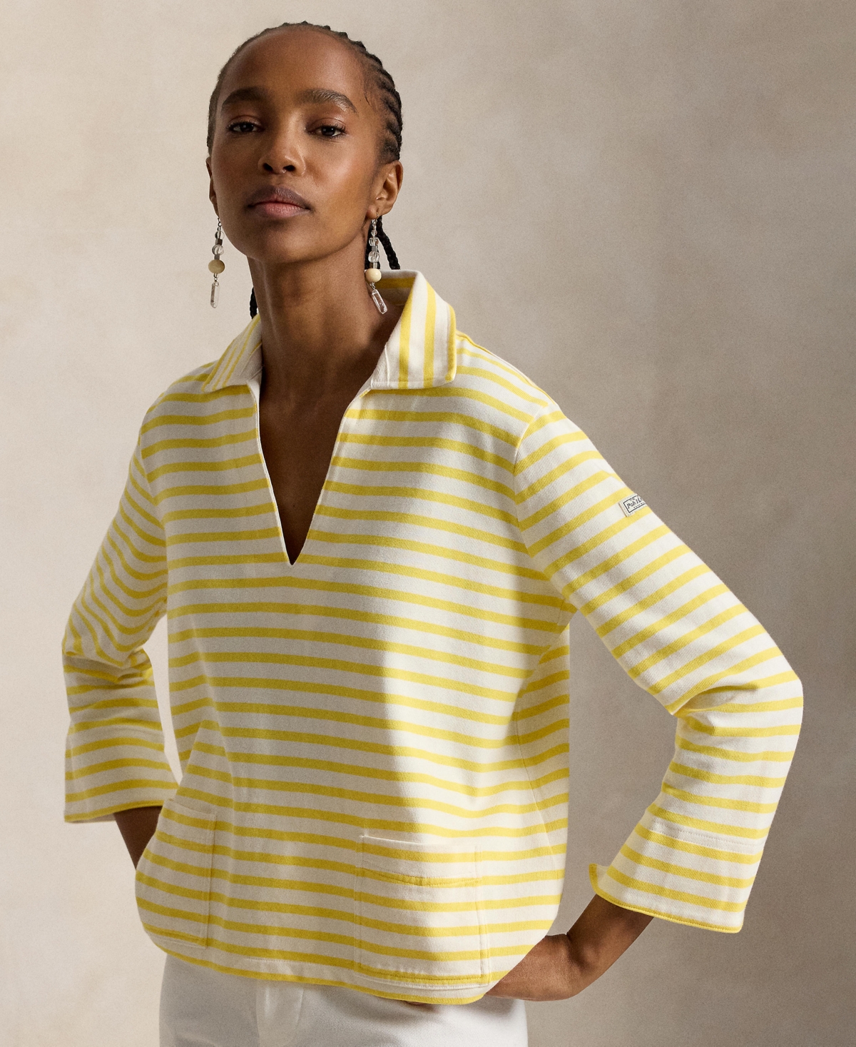 Click here for Polo Ralph Lauren Womens Striped Split-Placket Mar... prices