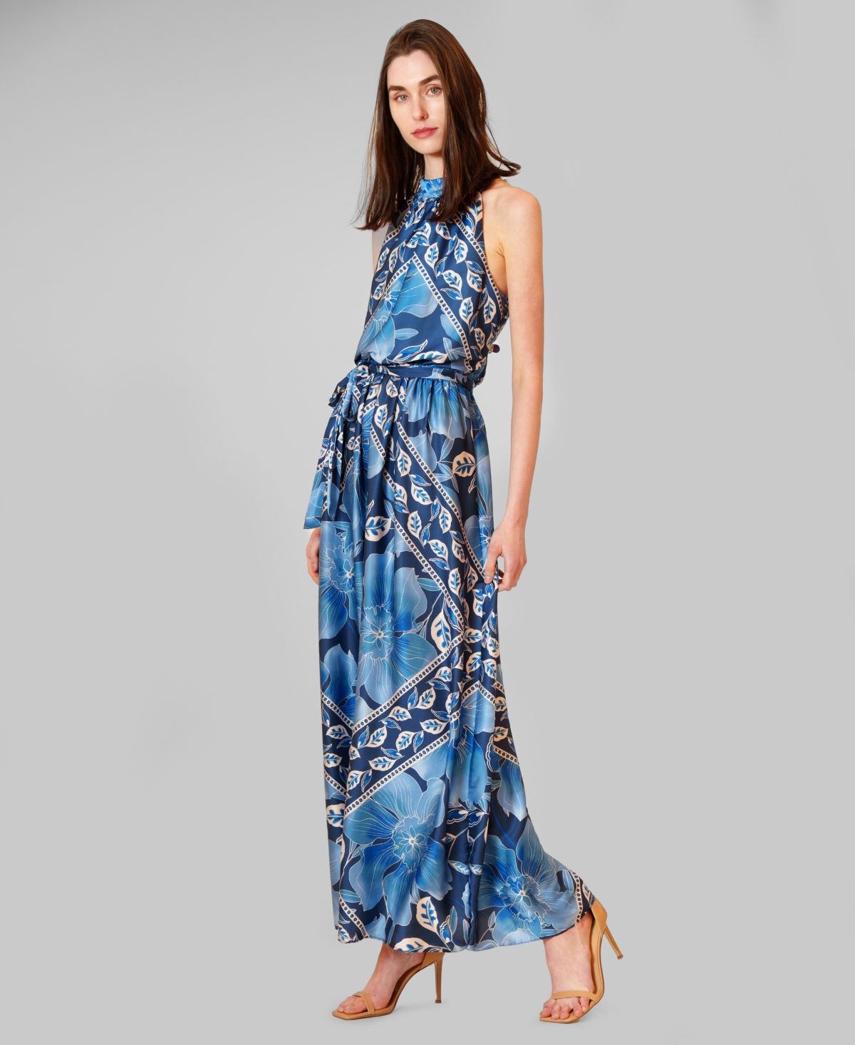 Click here for julia jordan Womens Printed Satin Halter Neck Maxi... prices