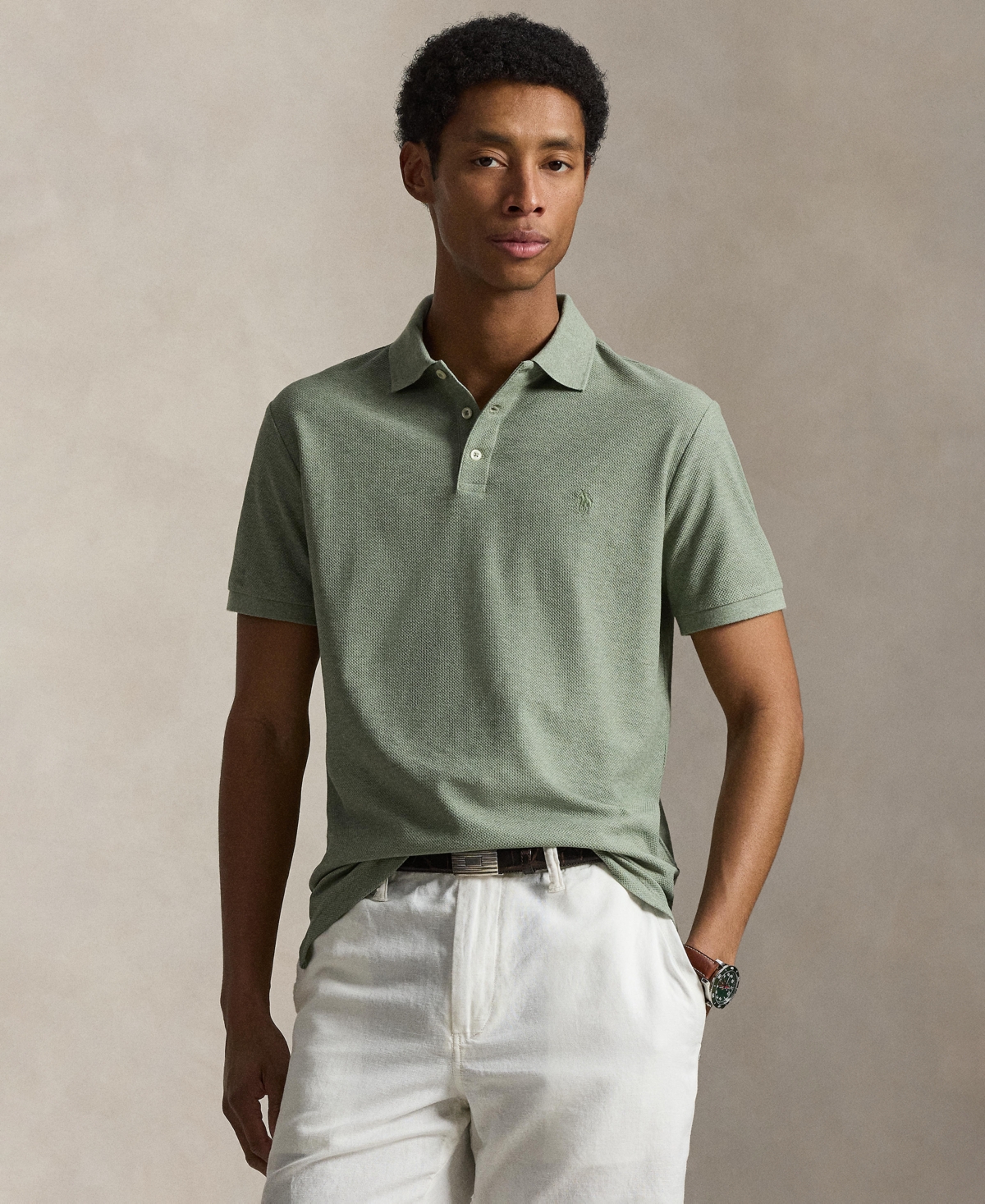 Click here for Polo Ralph Lauren Mens Slim-Fit Honeycomb Mesh Pol... prices