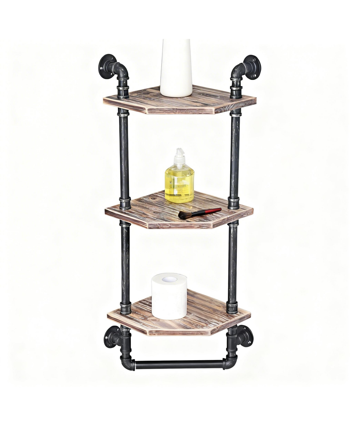 Click here for Yigi Industrial Pipe Shelf Rustic Corner Metal Woo... prices