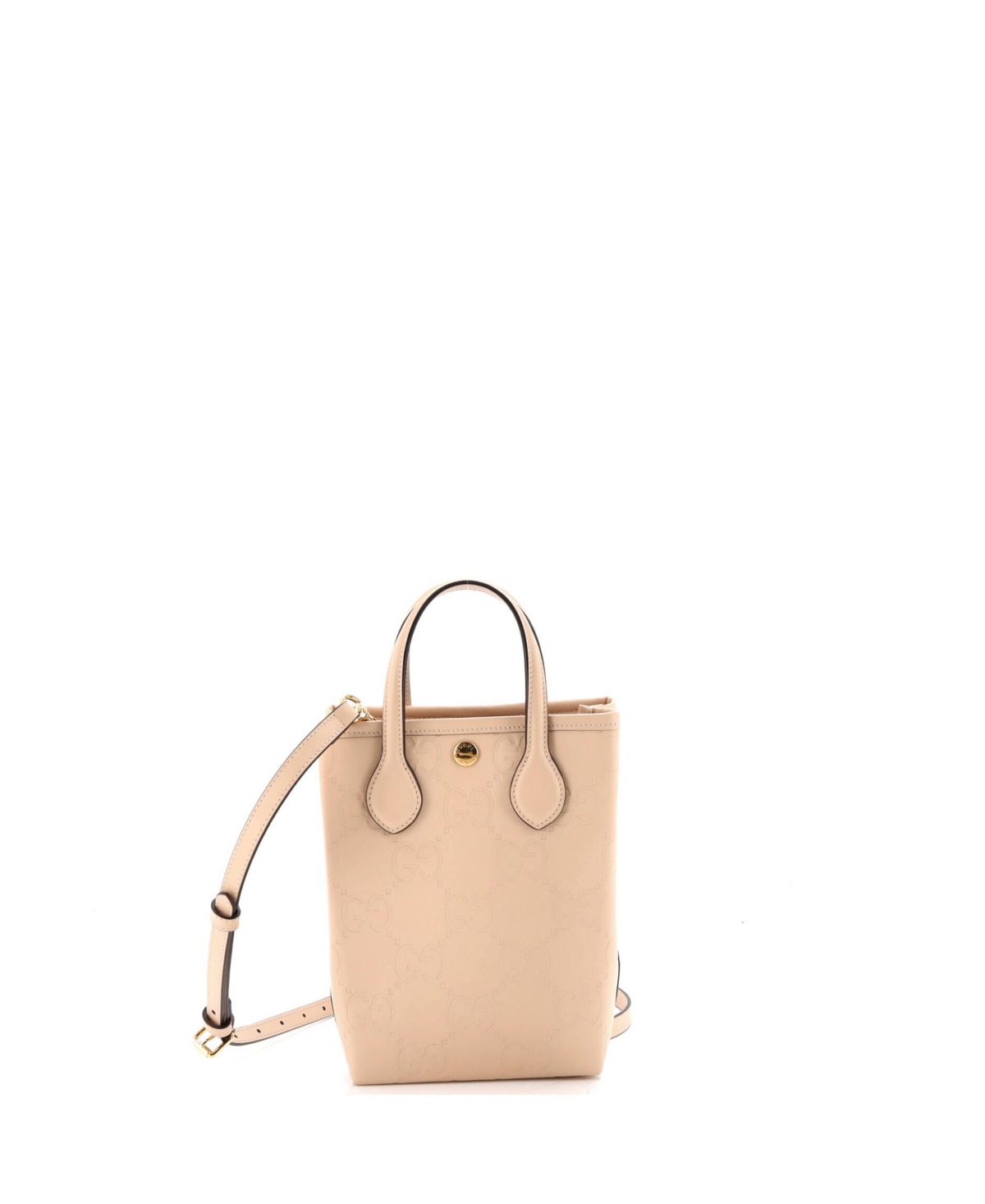 Click here for Pre-Owned Gucci Mini Vertical Tote Gg Embossed Lea... prices