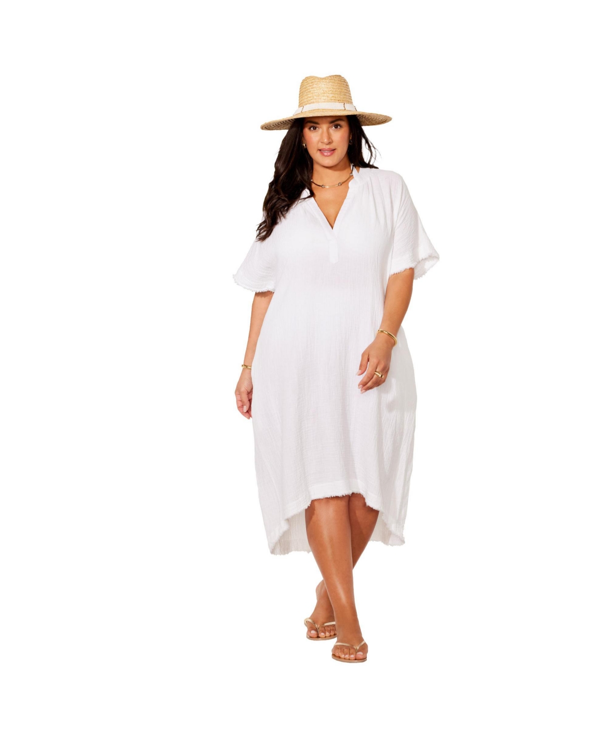 Click here for Swimsuits for All Womens Cotton Gauze High-Low Sun... prices