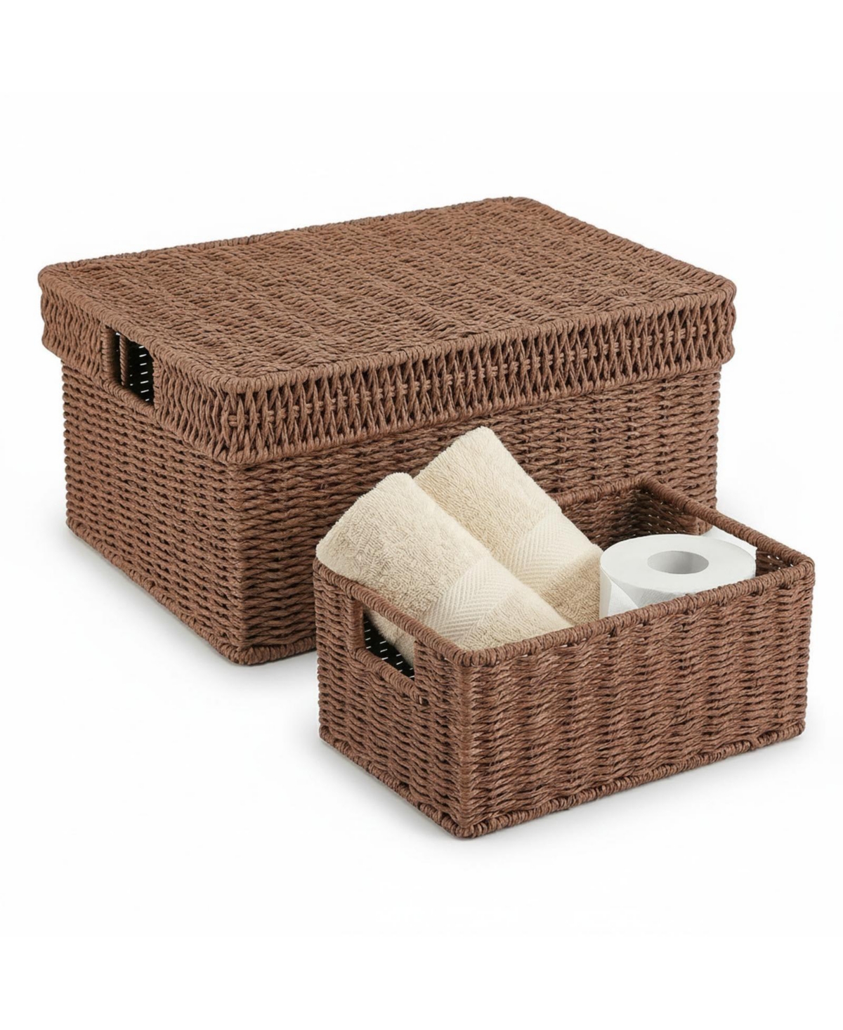 Click here for Yigii Wicker Storage Baskets With Lids 3-Piece Set... prices