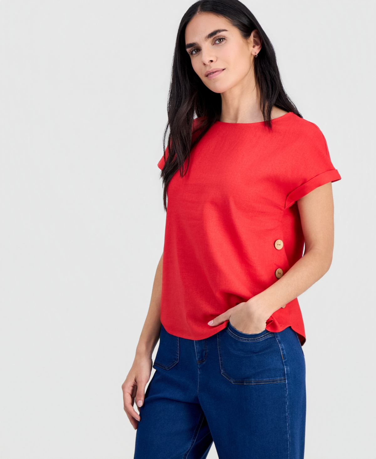 Click here for Jones New York Petite Boat-Neck Short-Sleeve Blous... prices