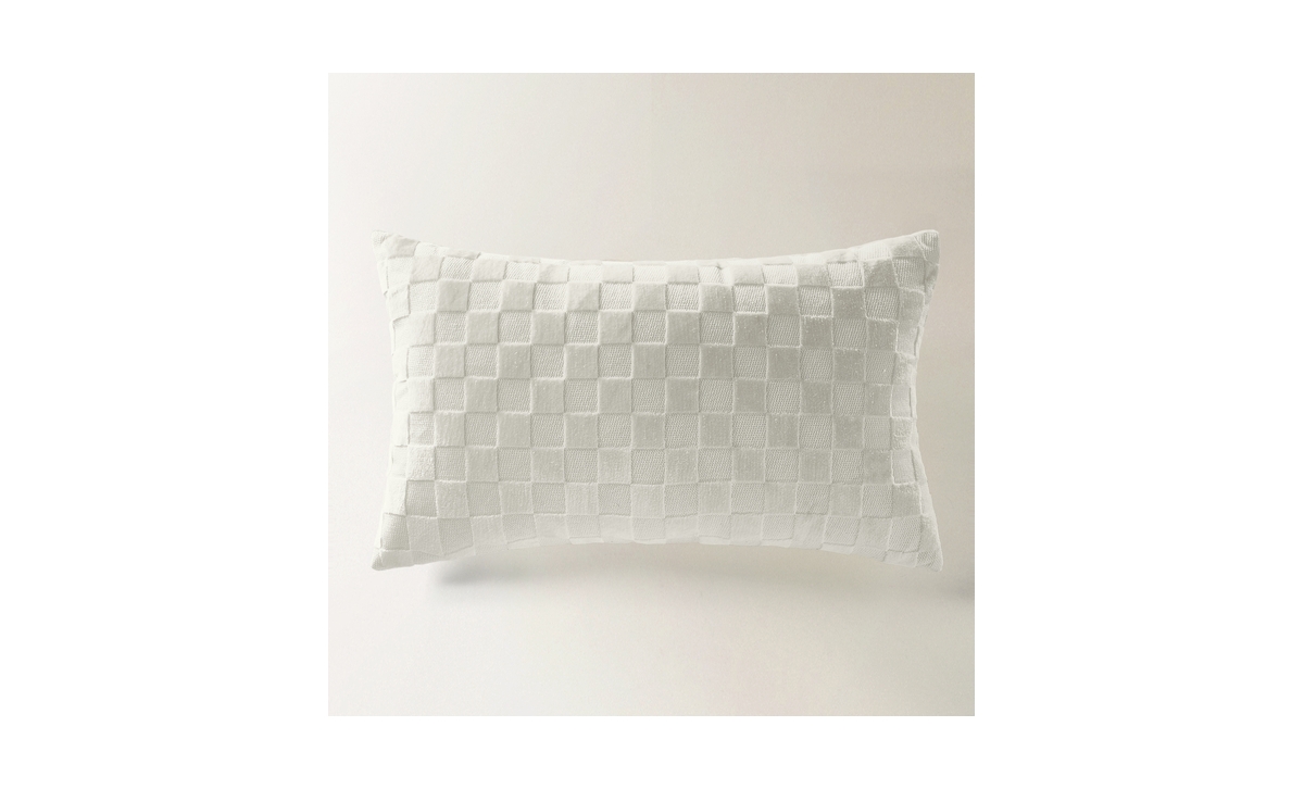 Click here for Z Gallerie Checker Velvet Lumbar Pillow - White prices