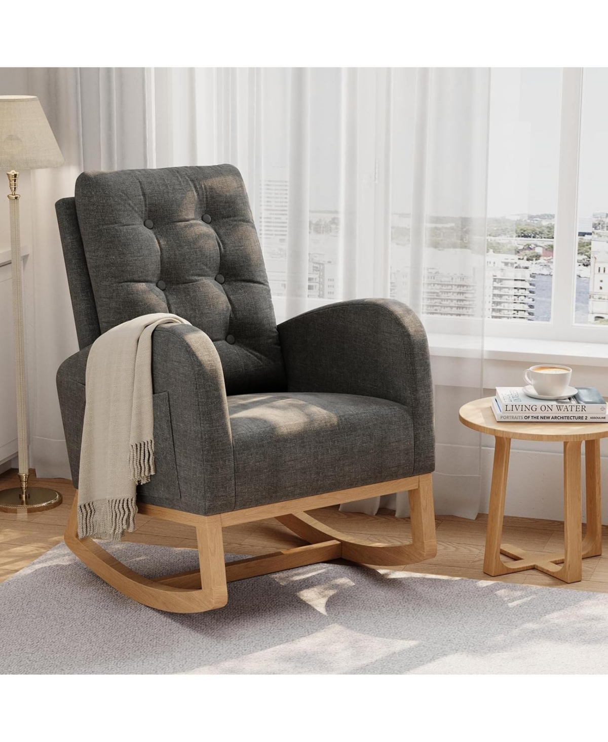 Click here for gaomon Nursery Rocking Chair Linen Fabric Upholste... prices