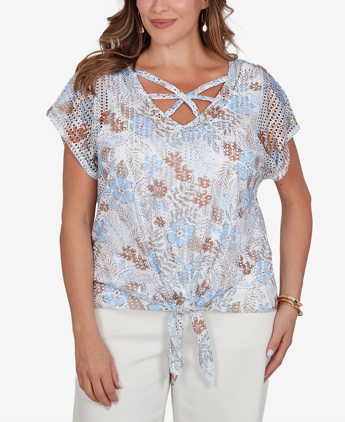 Click here for Hearts Of Palm Plus Size Printed Oval Texture Knit... prices