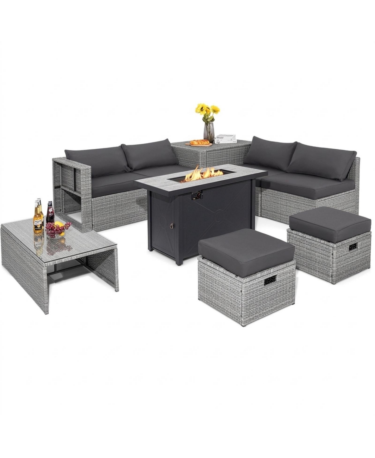 Click here for Gouun 9-Piece Wicker Patio Sectional Set with 42 i... prices