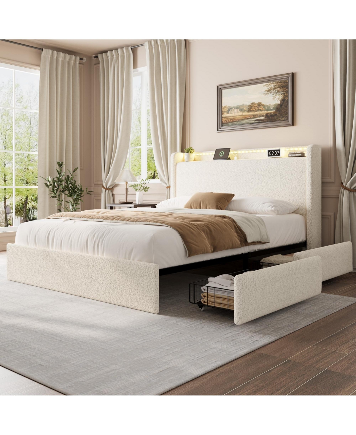 Click here for Homfan Boucle Bed Frame with Storage Headboard  Up... prices