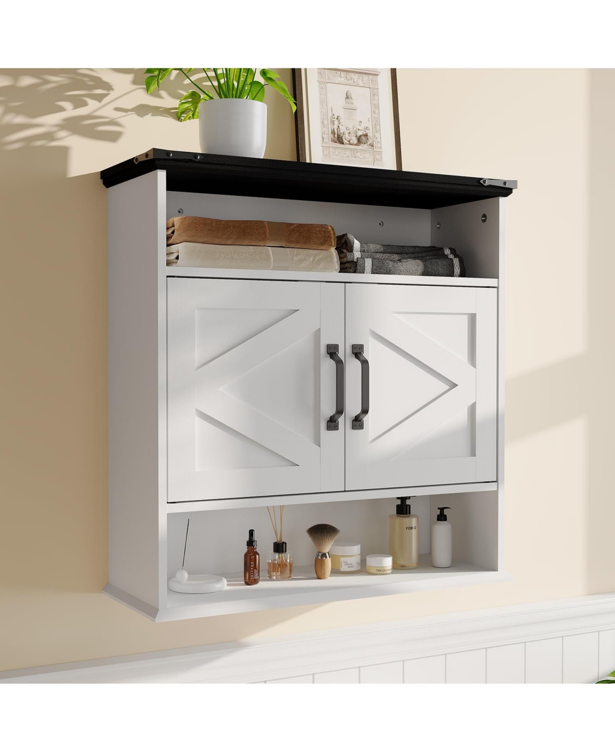 Click here for Homfan Farmhouse Wall Cabinet with Barn Doors and... prices