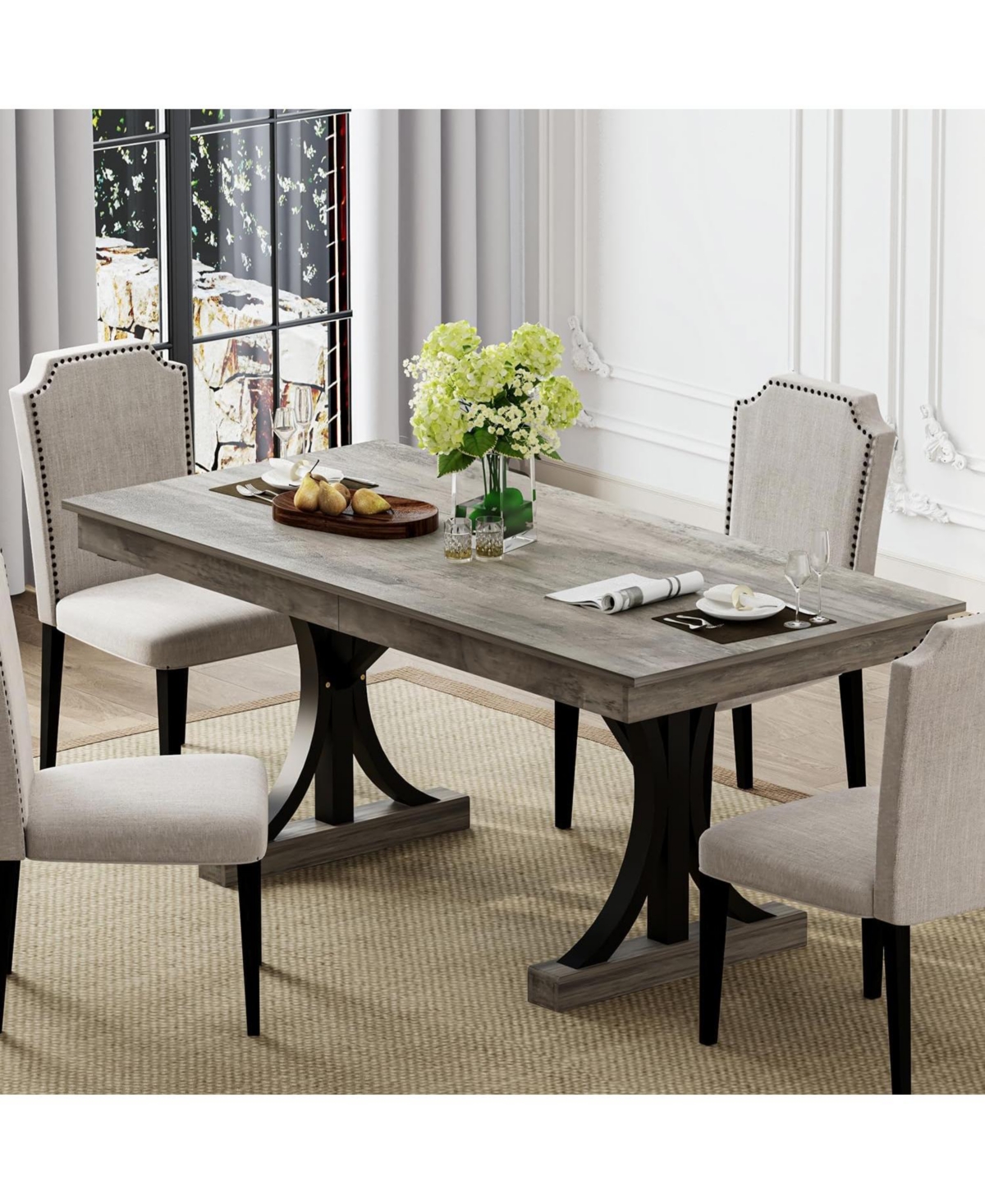 Click here for gaomon 71 Wooden Kitchen Table with Two Drawers  L... prices