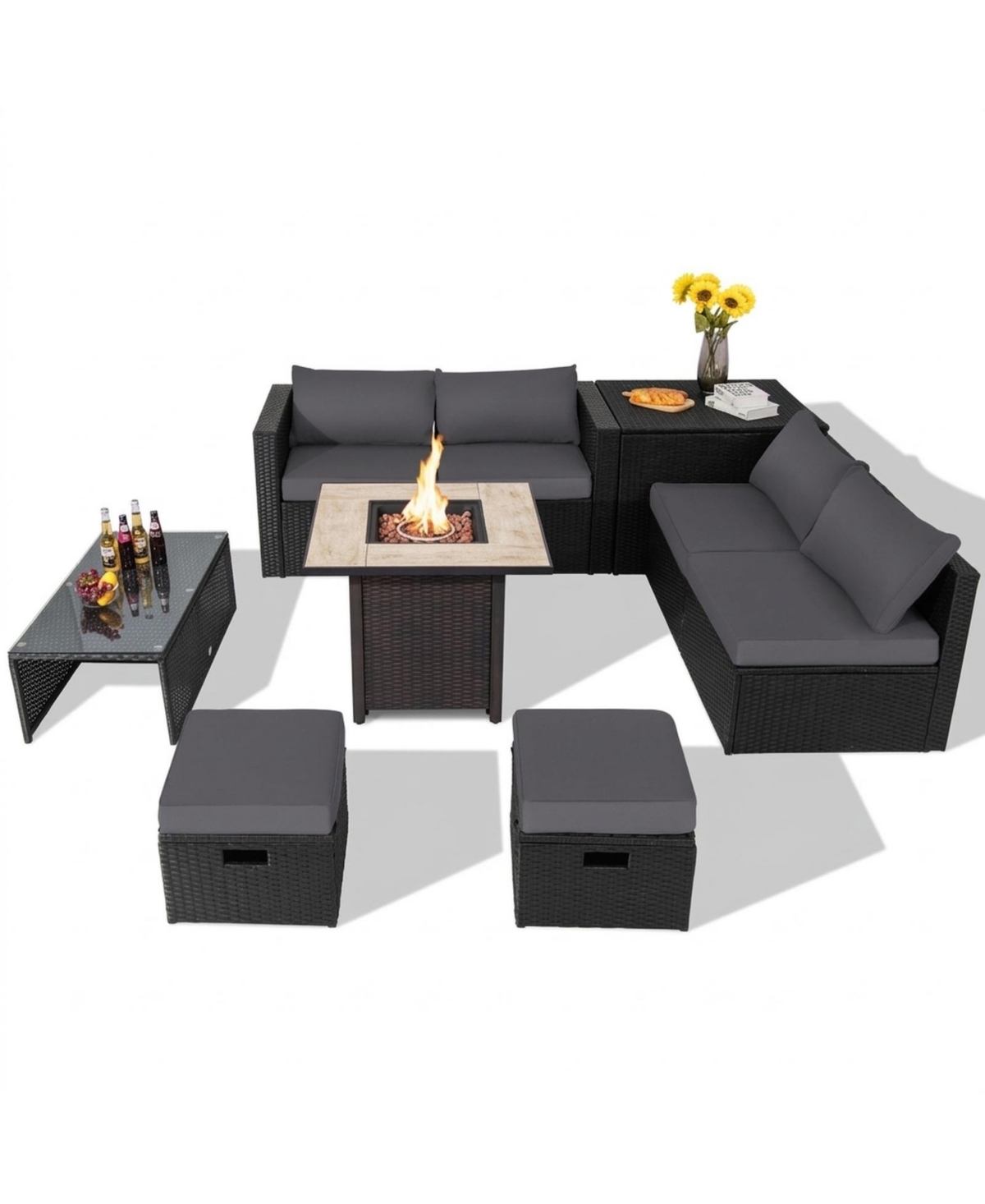 Click here for Gouun 9-Piece Wicker Sectional Sofa Set with 30 in... prices
