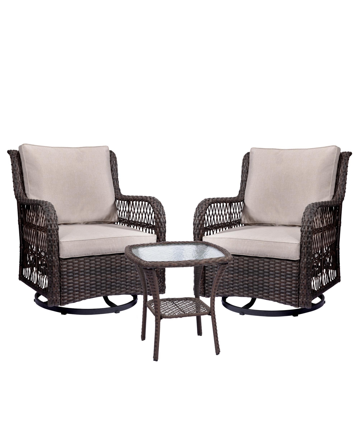 Click here for gaomon 3-Piece Wicker Bistro Set- Rocking Swivel C... prices