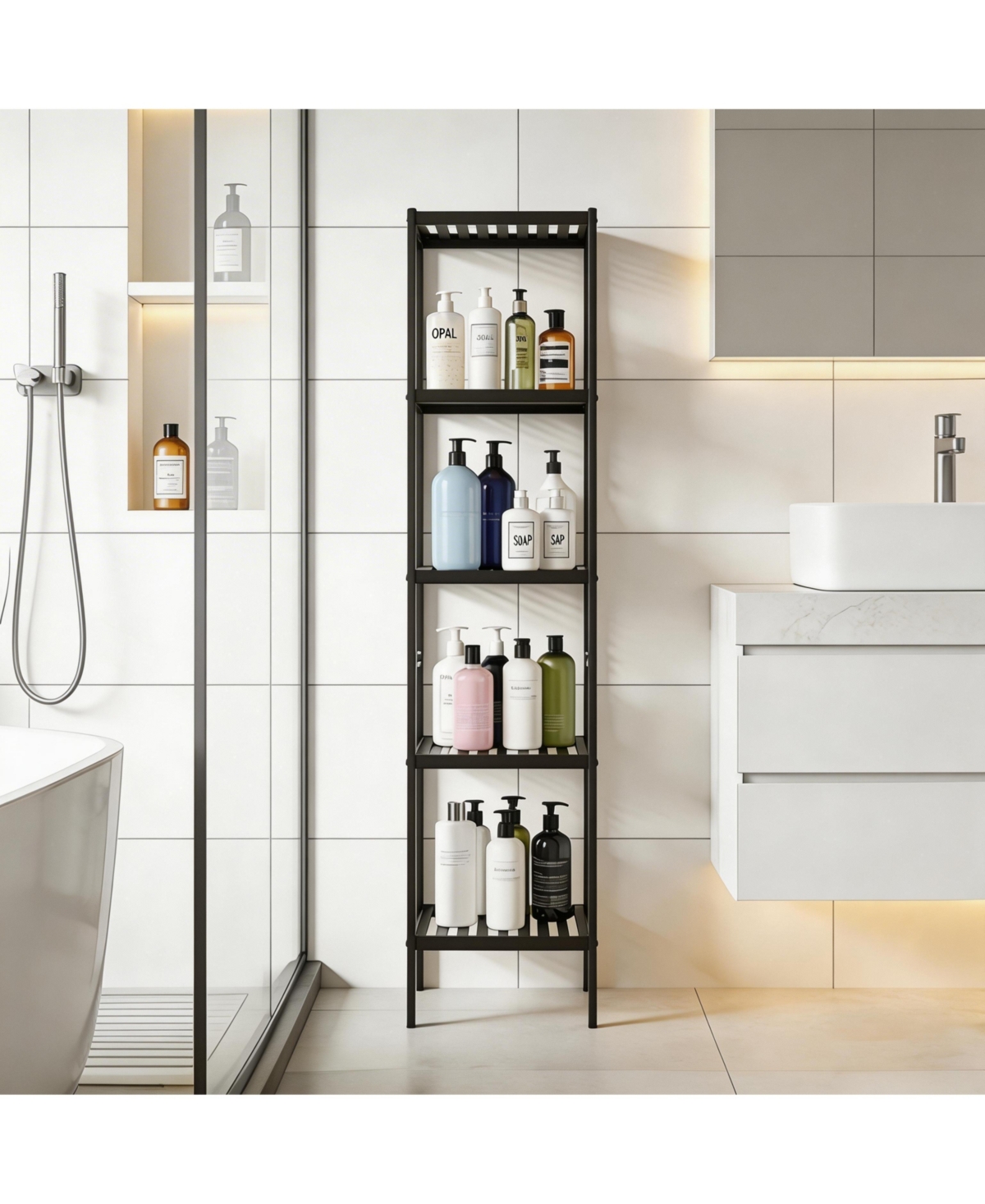 Click here for Homfan 5-Tier Bamboo Shelf Narrow Bathroom Shelf w... prices