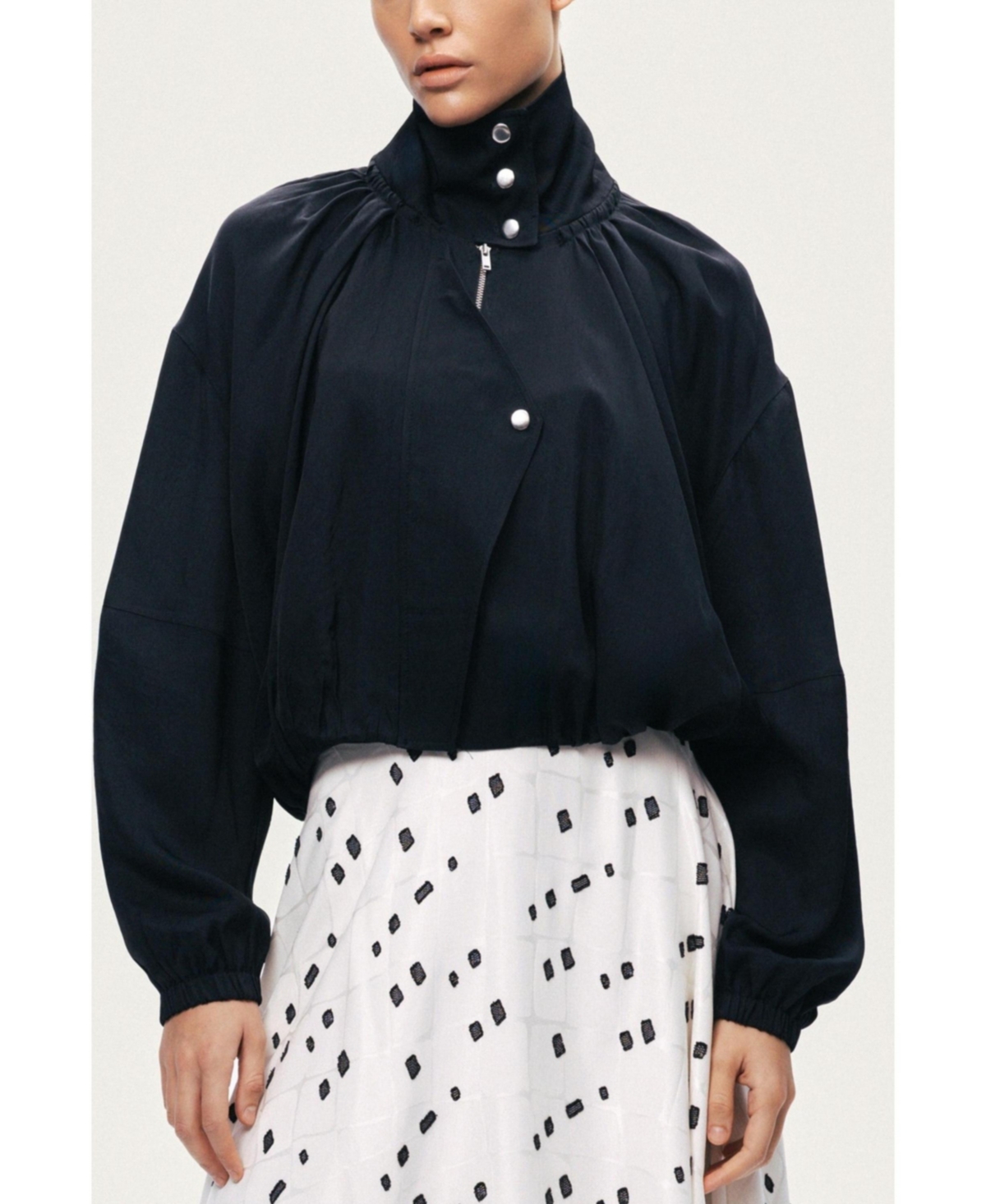 Click here for Nocturne Womens High-Neck Gathered Jacket - Black prices