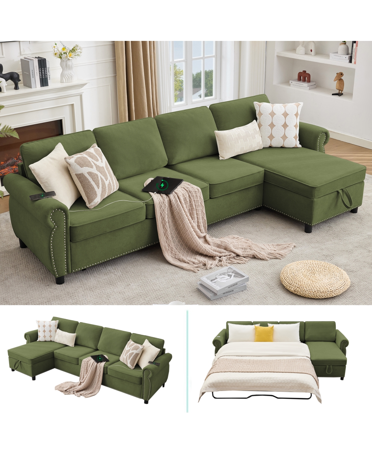 Click here for Streamdale Furniture 106.5 Modular L-Shape Sofa Be... prices