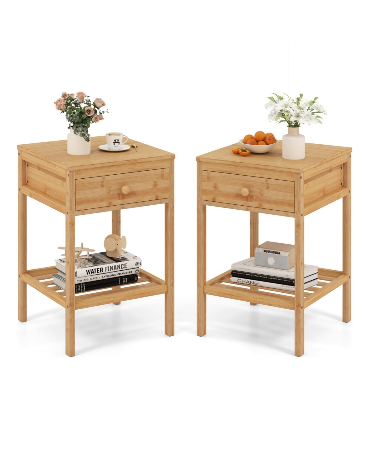 Click here for sumyeg Set of 1/2 Bamboo Nightstand Bedside Table... prices