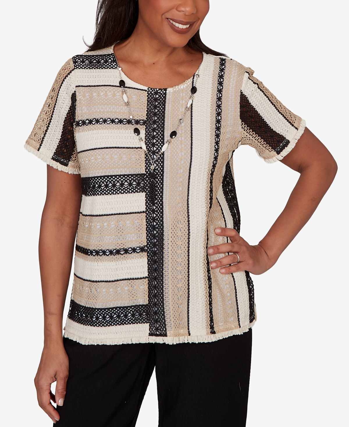 Click here for Alfred Dunner Womens Detail Driven Textured Splice... prices