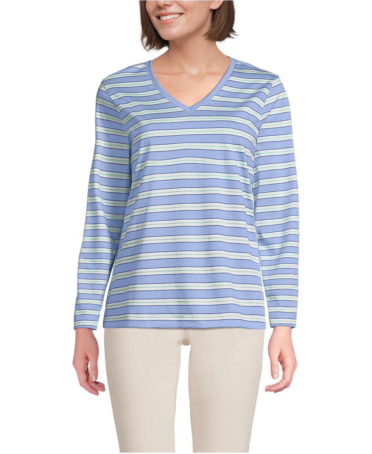 Click here for Lands End Womens Tall Supima Cotton Long Sleeve V-... prices